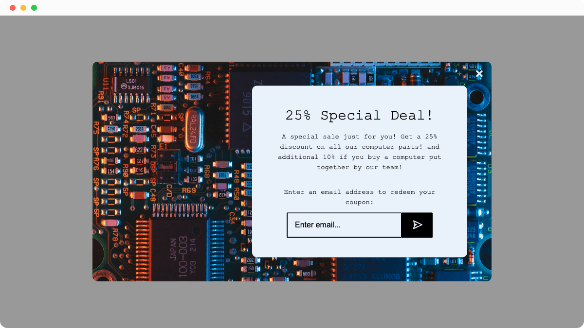 Coupon Popup Examples for SnapPages