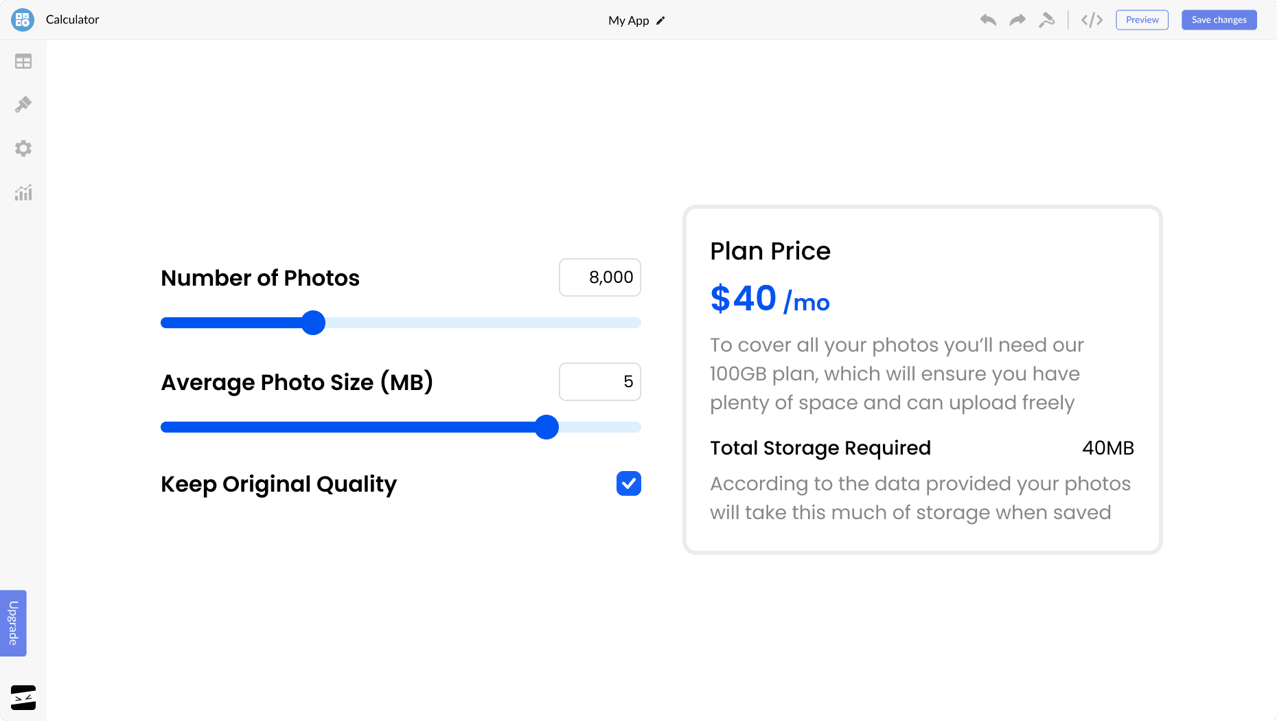 Custom Calculator Widget
